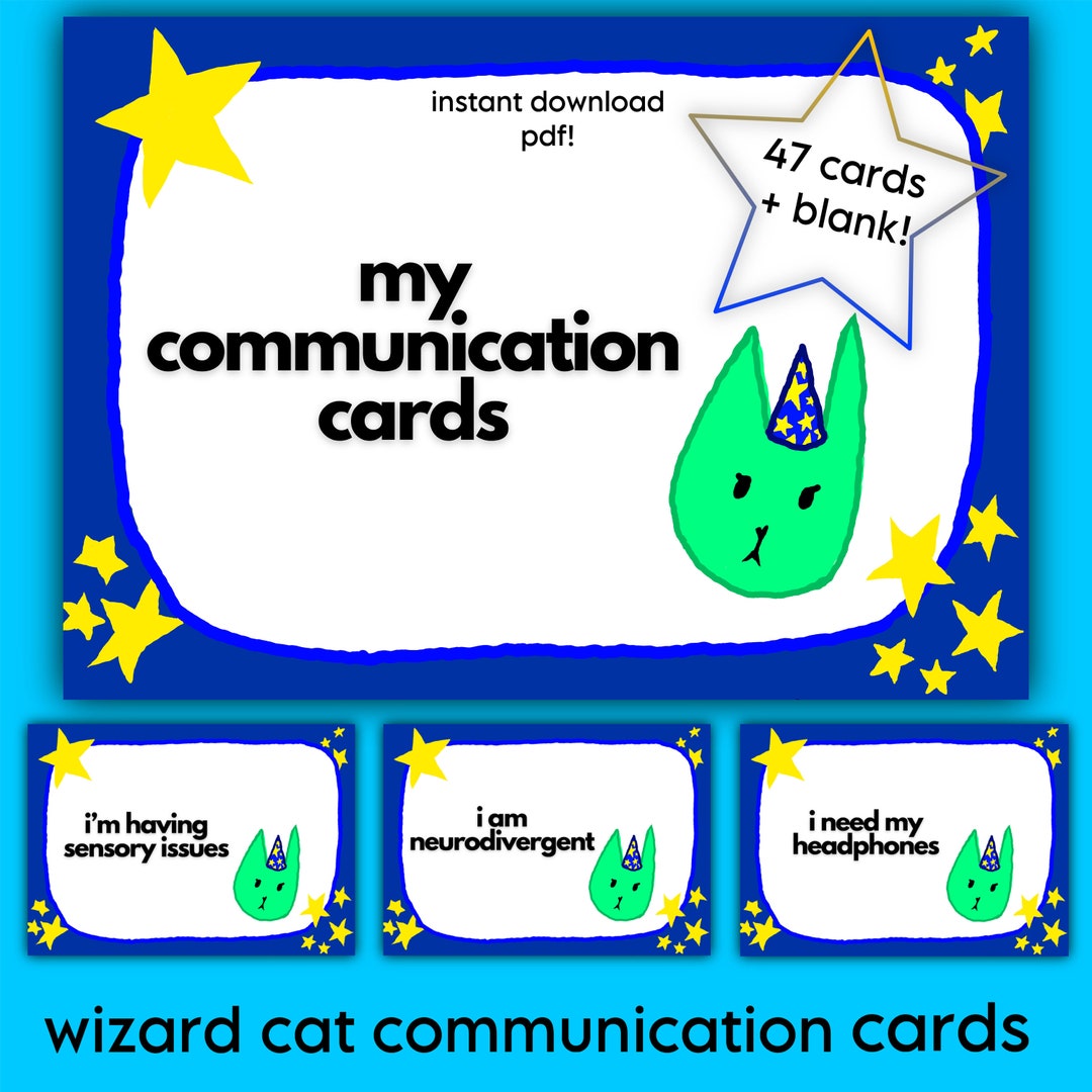 Wizard Cat Everyday Communication Cards Printable PDF Non Verbal Autism ...