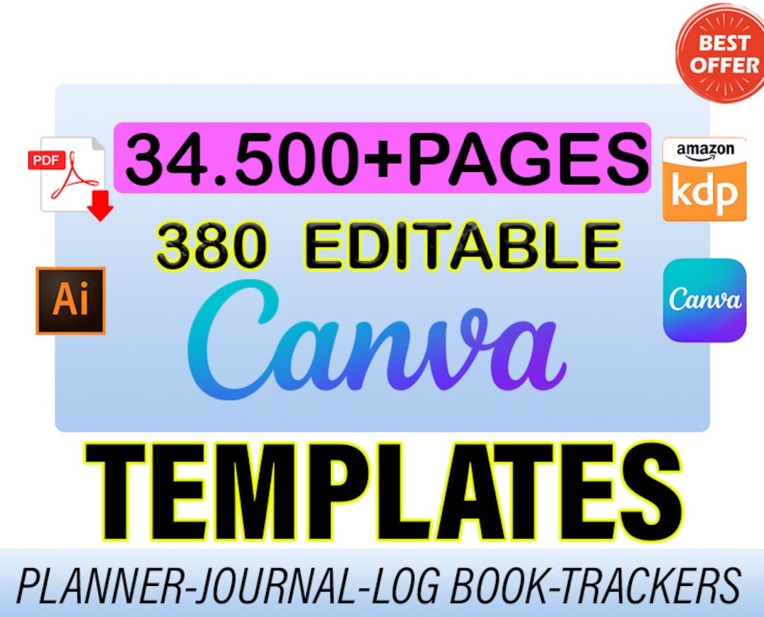 380 CANVA PLR Editable Templates for KDP Interior, Journals, Digital ...