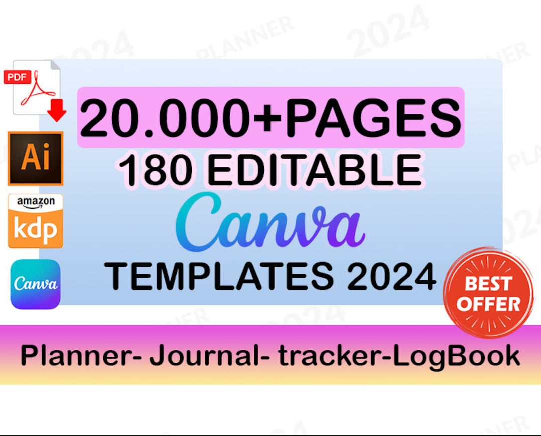 2024 180 CANVA Editable Templates for KDP Interior, Journals, Digital ...