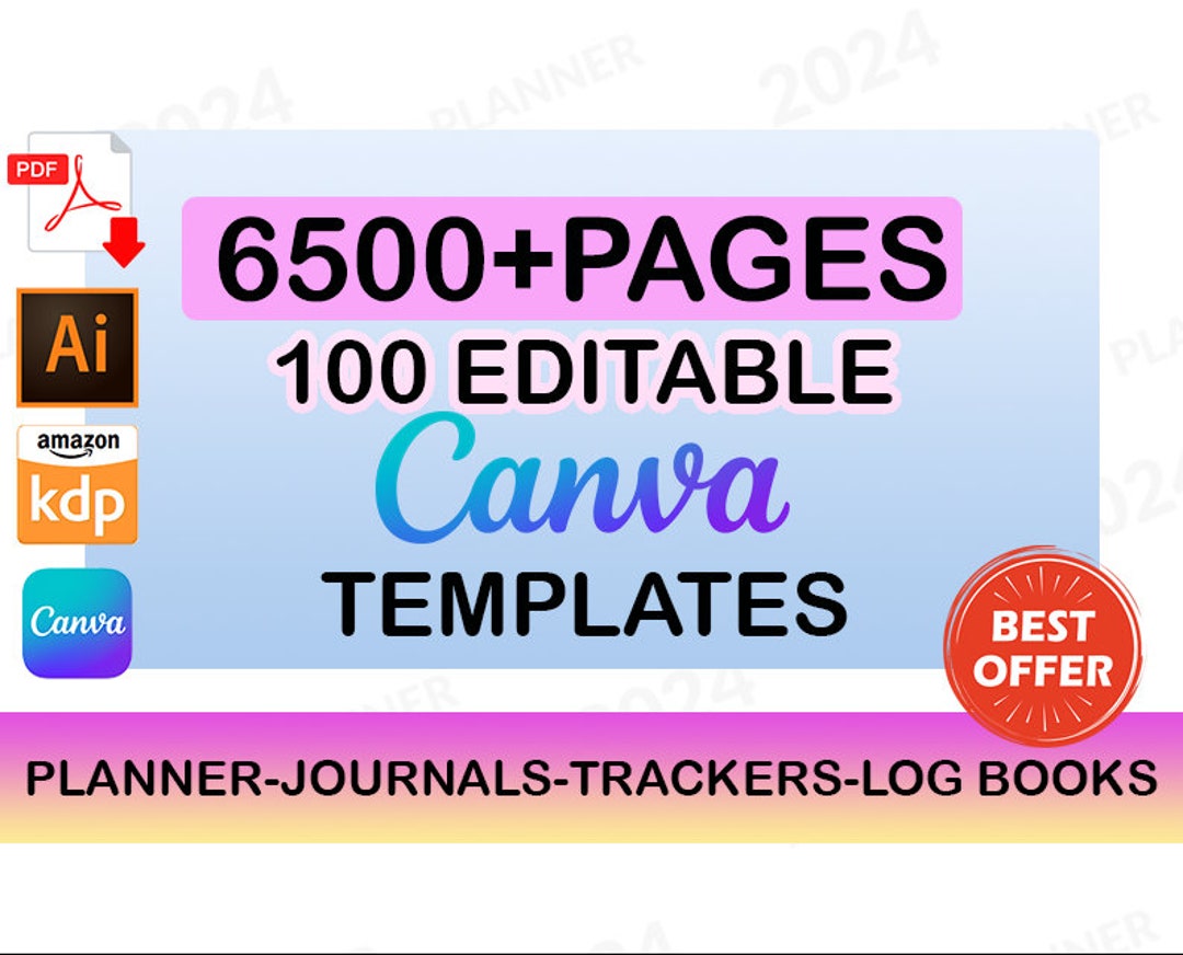 2024 100 CANVA Editable Templates for KDP Interior, Journals, Digital ...