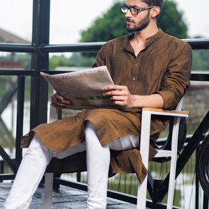 Handmade Brown Kurta for Men - Etsy