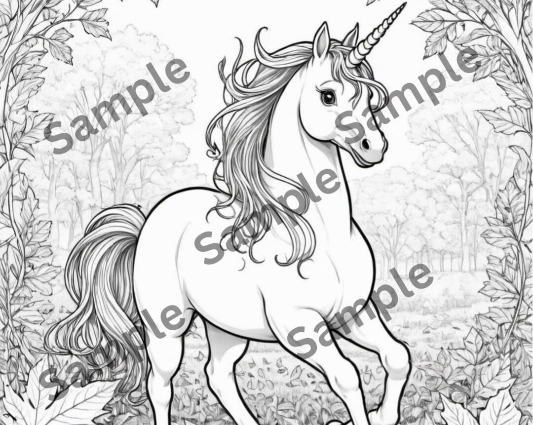 140 Fantasy Unicorn Digital Coloring Pages for Adults Instant Download ...