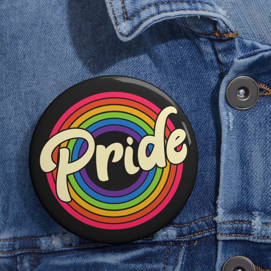 Pride Pin: Colorful Rainbow Badge - Retro Groovy Style - Etsy