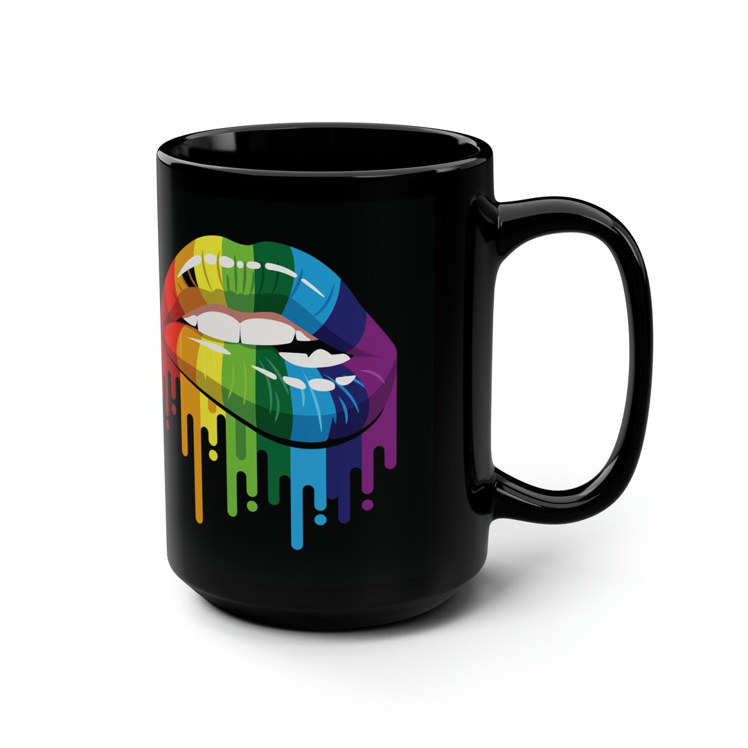 Rainbow Drip Lips Mug, Pride Colors, Ceramic (15oz) - Etsy