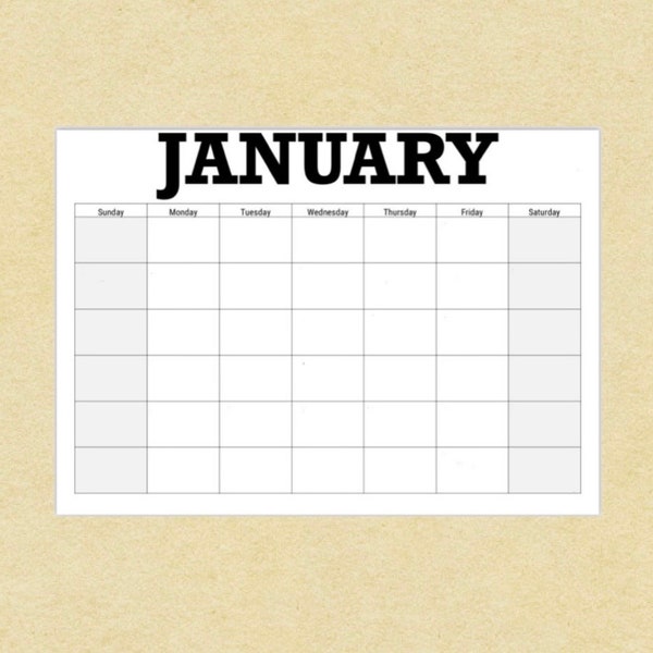 Printable Blank Calendar - Etsy