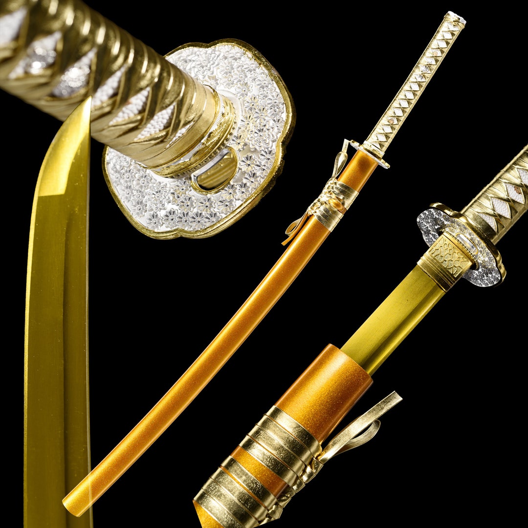 Katana Sword, Japanese Handmade, Practical, 1045 Carbon Steel, Tempered ...