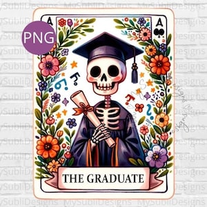 The Graduate PNG, the Graduate Skeleton Tarot Card Png, Graduate Shirt ...