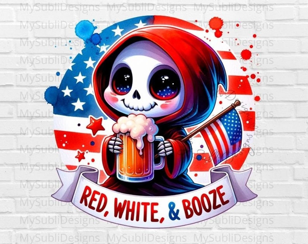 Red, White and Booze PNG, 4th of July Png, Patriotic Skull Png ...