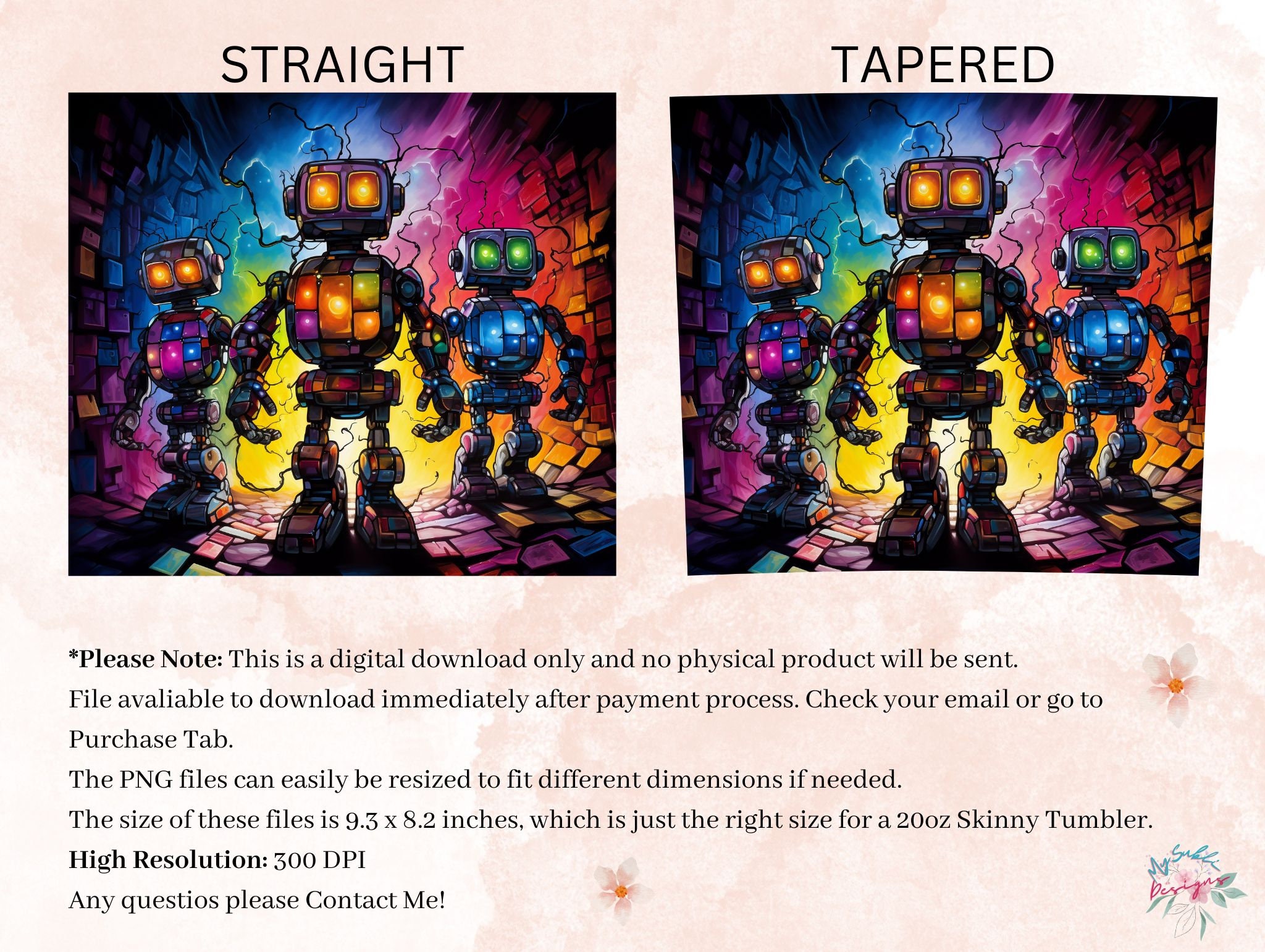 3 Robots Tumbler Wrap 20oz Skinny, Kids Tumblers, Tumbler Wrap for Boys ...