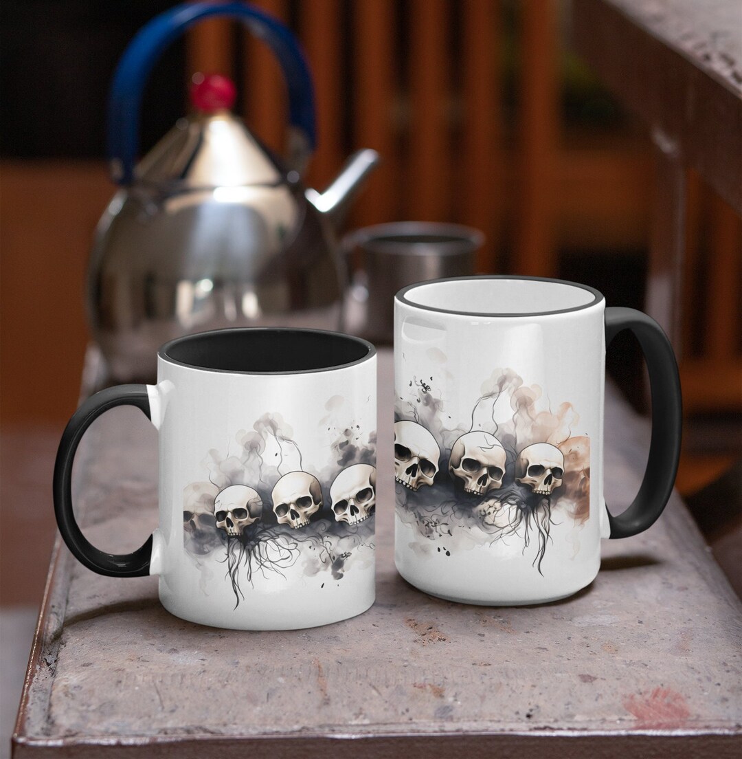 Black and White Skulls Mug Wrap 11 Oz and 15 Oz, Skulls Sublimation ...