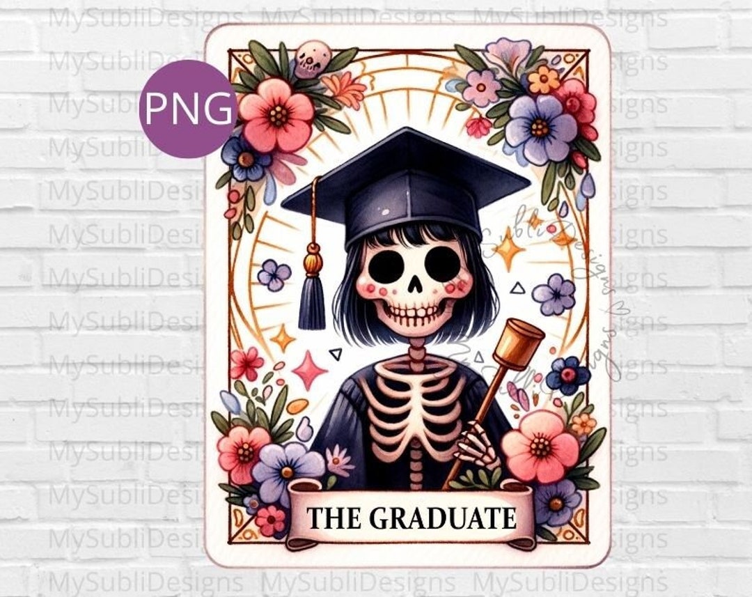 The Graduate PNG, the Graduate Skeleton Tarot Card Png, Graduate Shirt ...