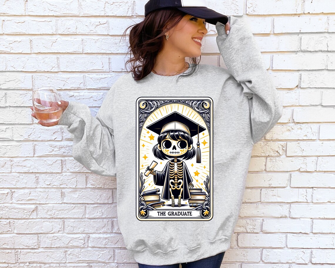 The Graduate PNG, the Graduate Skeleton Tarot Card Png, Graduate Shirt ...