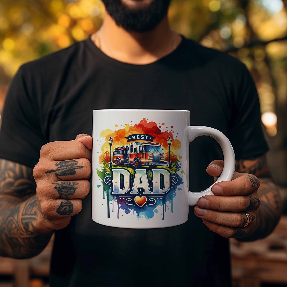Firefighter Dad Mug Wrap, Best Dad Mug, Father's Day Mug, Firefighter ...