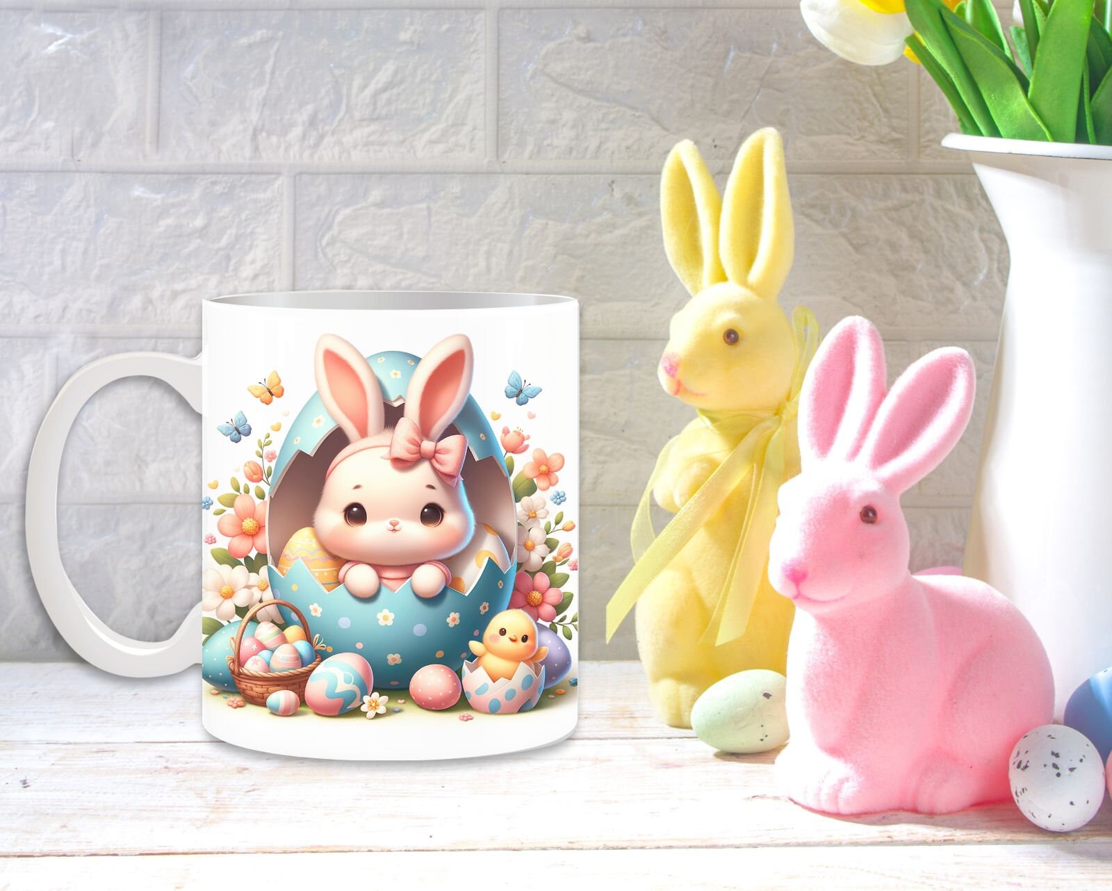 Cute Easter Bunny Mug Wrap, Bunny in Egg, Bunny Mug Easter, 11o and ...