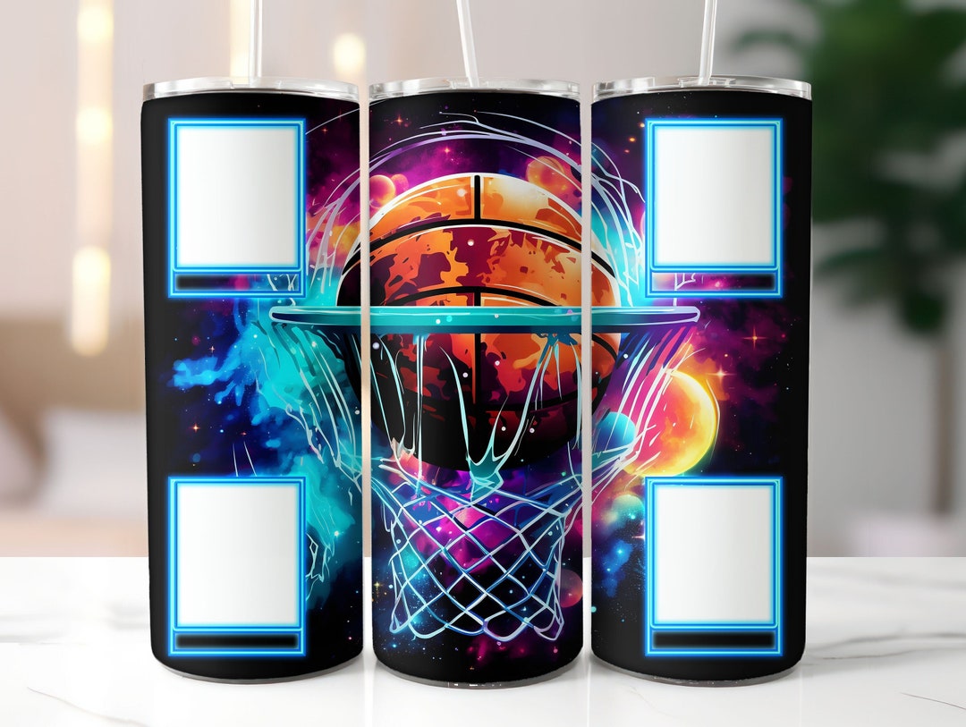 Neon Basketball Photo Frame Tumbler Wrap 20oz Skinny, Picture Tumbler ...