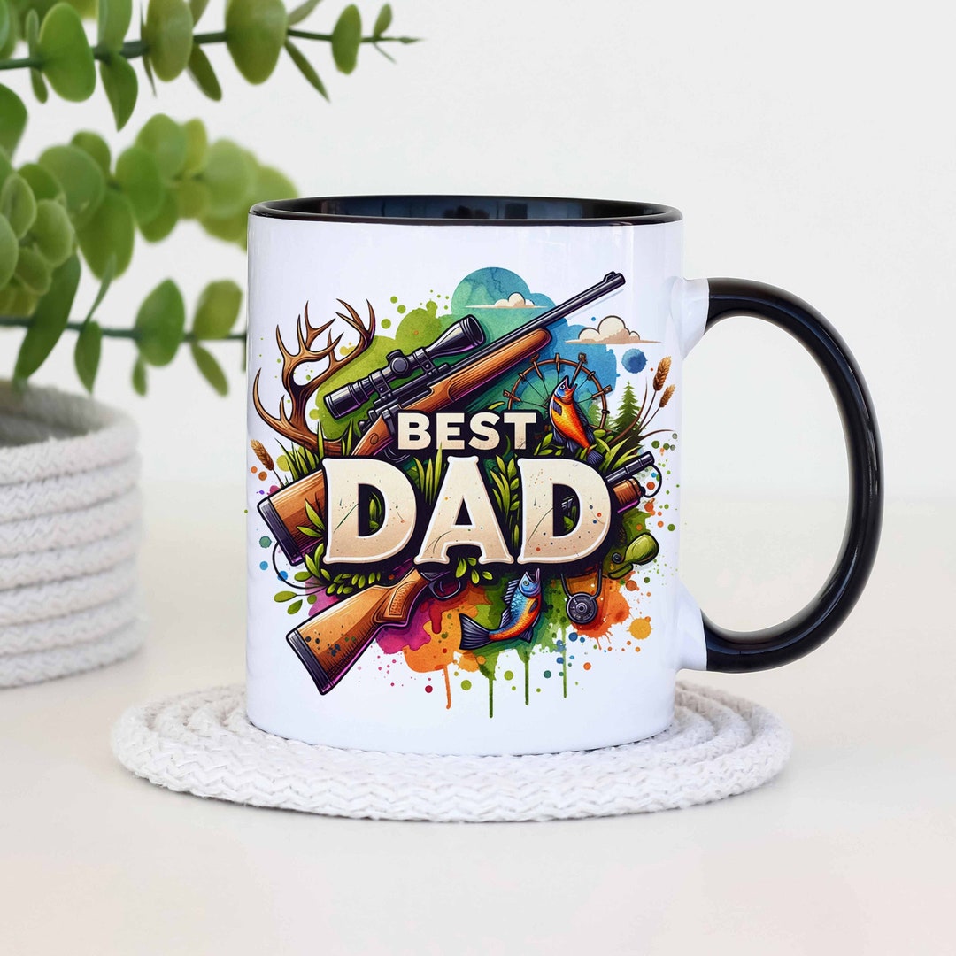 Hunting and Fishing Best Dad Mug Wrap 11oz and 15oz, Father's Day Mug ...