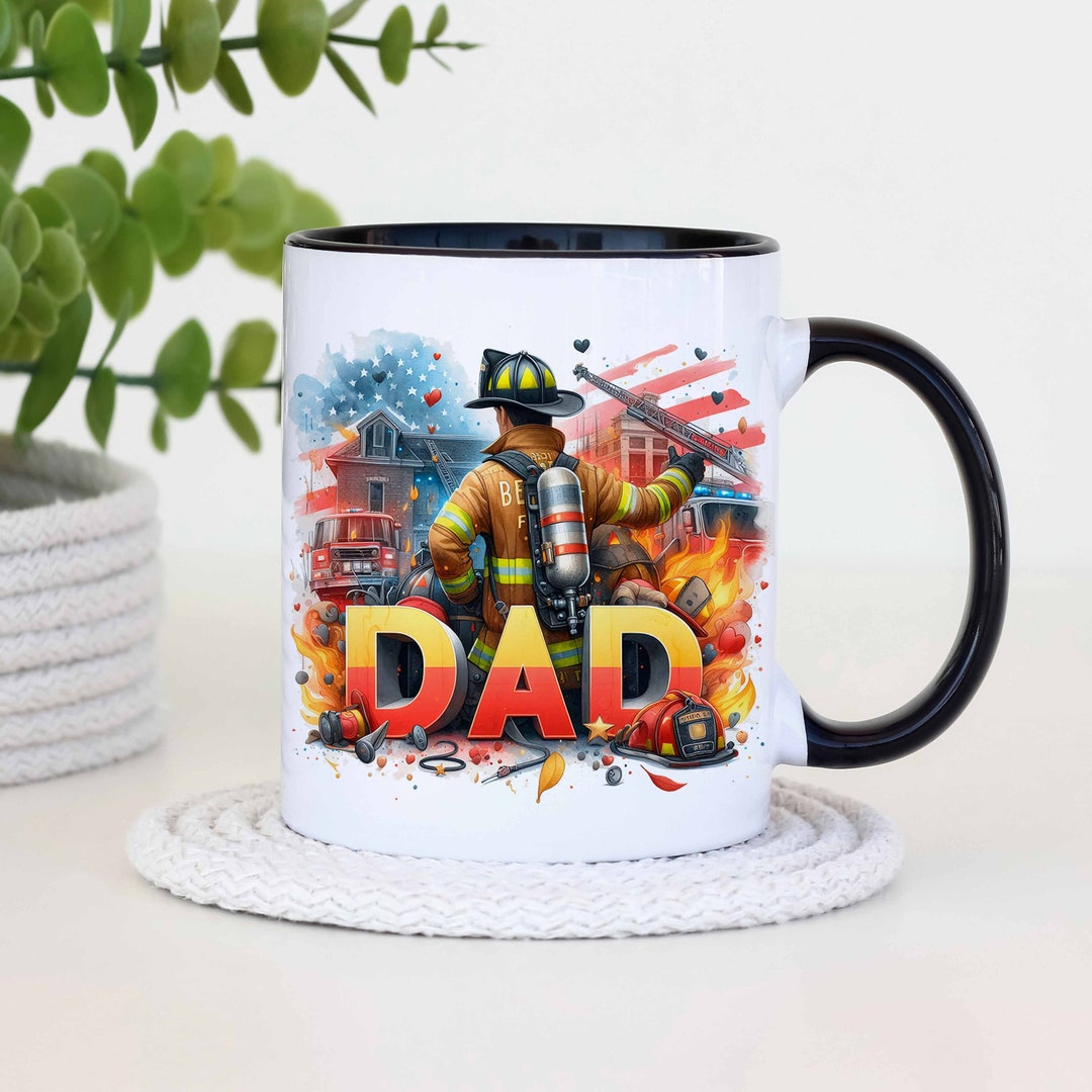 Patriotic Firefighter Dad Mug Wrap 11oz and 15oz, Father's Day Mug ...