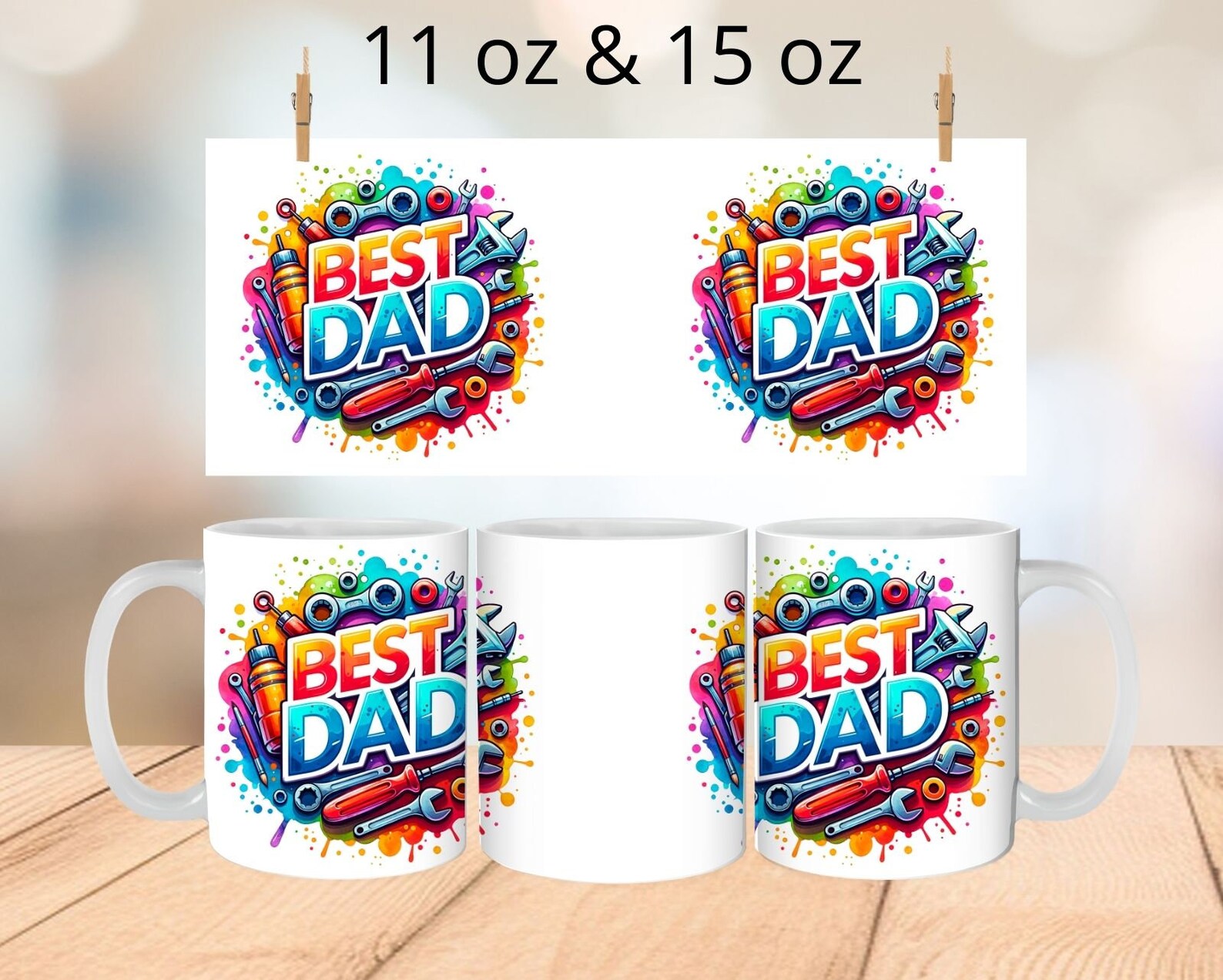 Mechanic Best Dad Mug Wrap 11oz and 15oz, Father's Day Mug, Mechanic ...