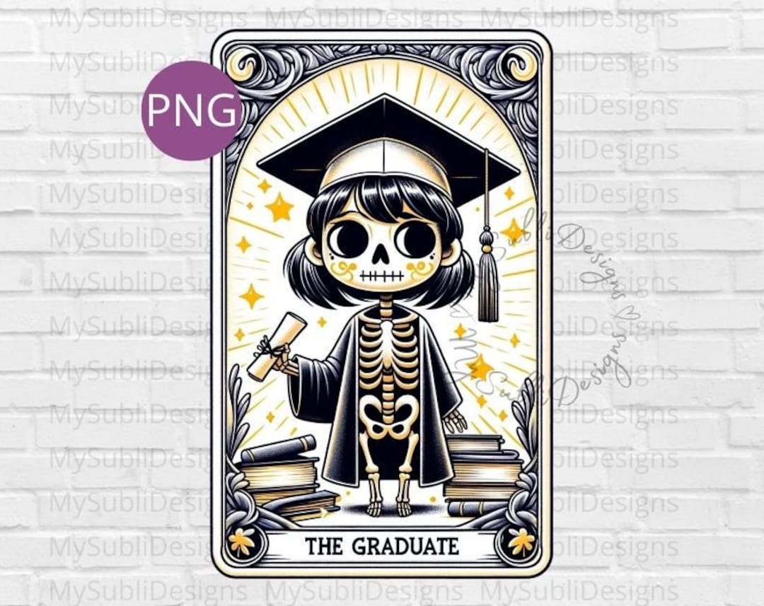 The Graduate PNG, the Graduate Skeleton Tarot Card Png, Graduate Shirt ...