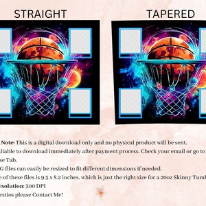 Neon Basketball Photo Frame Tumbler Wrap 20oz Skinny, Picture Tumbler ...