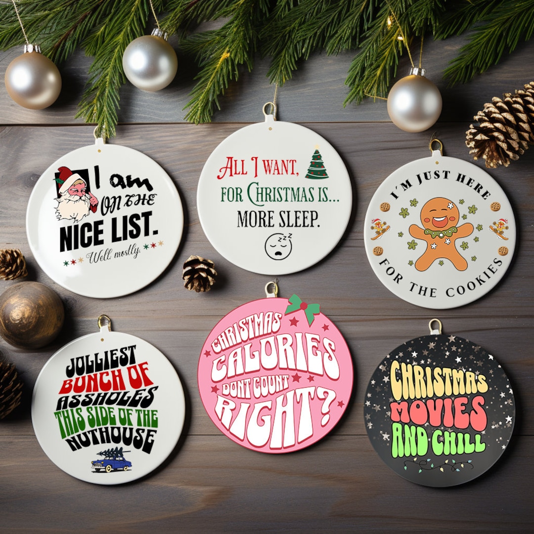 Funny Christmas Ornaments, Sublimation Design, Instant Download, Round ...