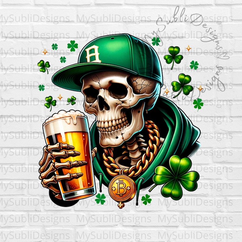 Funny St Patricks Day Skull Png, Patricks Day Beer, Patrick's Day Shirt ...