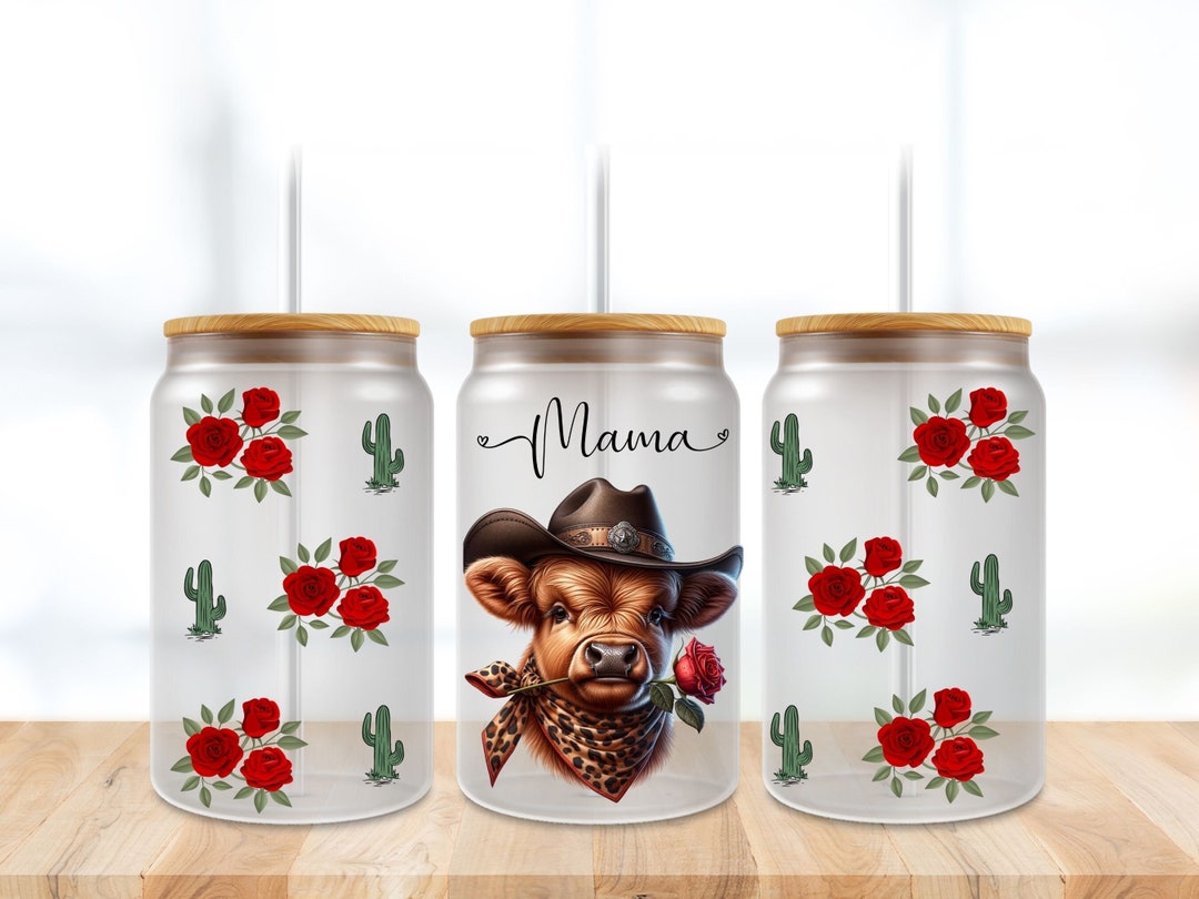 Highland Cow Glass Wrap, Highland Cow Glass Cup, 16oz Libbey Cup Wrap ...