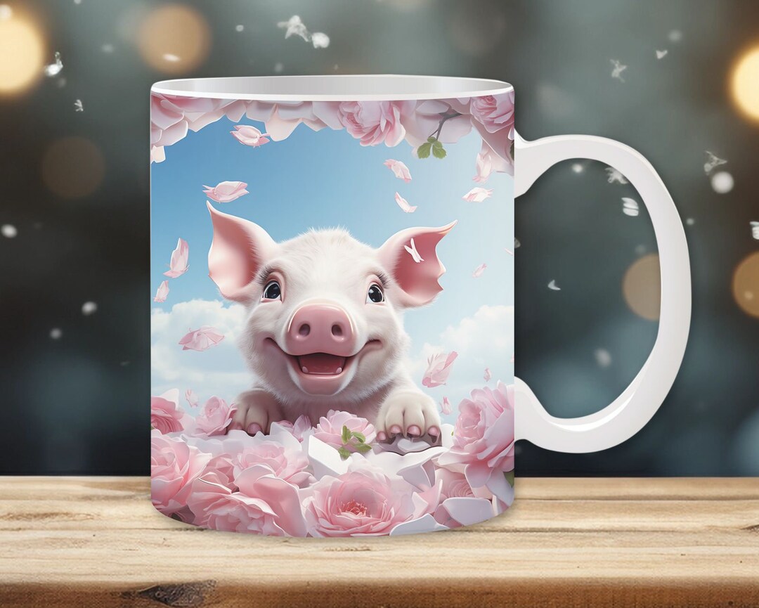 3D Pig Mug Wrap 11oz and 15oz, Pig Gifts, Funny Coffee Mug, Cute Mug ...