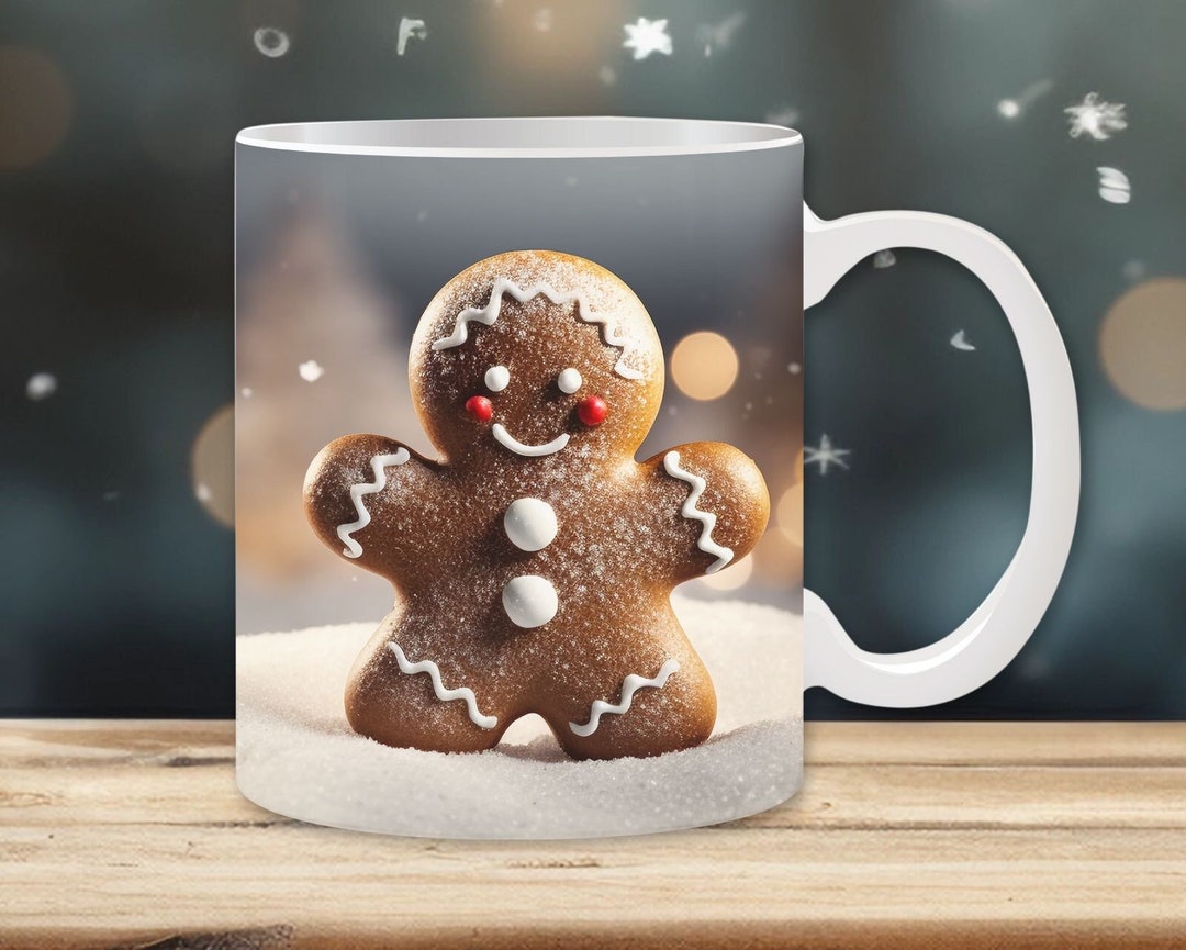 3D Gingerbread Man Mug Wrap 11oz and 15oz, Sublimation Design ...