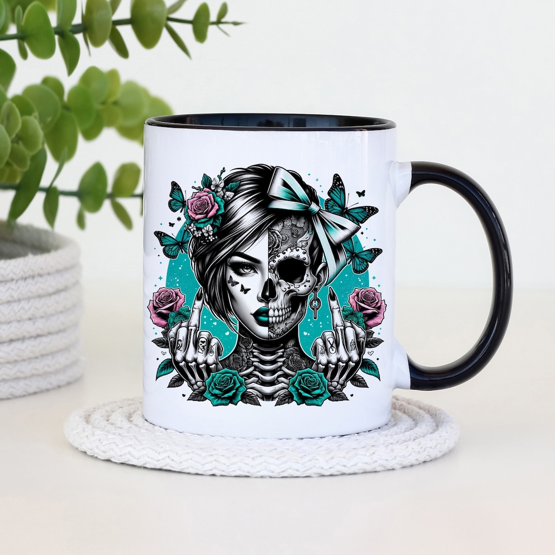 Badass Mug Wrap, Middle Finger Mug, Funny Sarcastic Mug Wrap Design ...