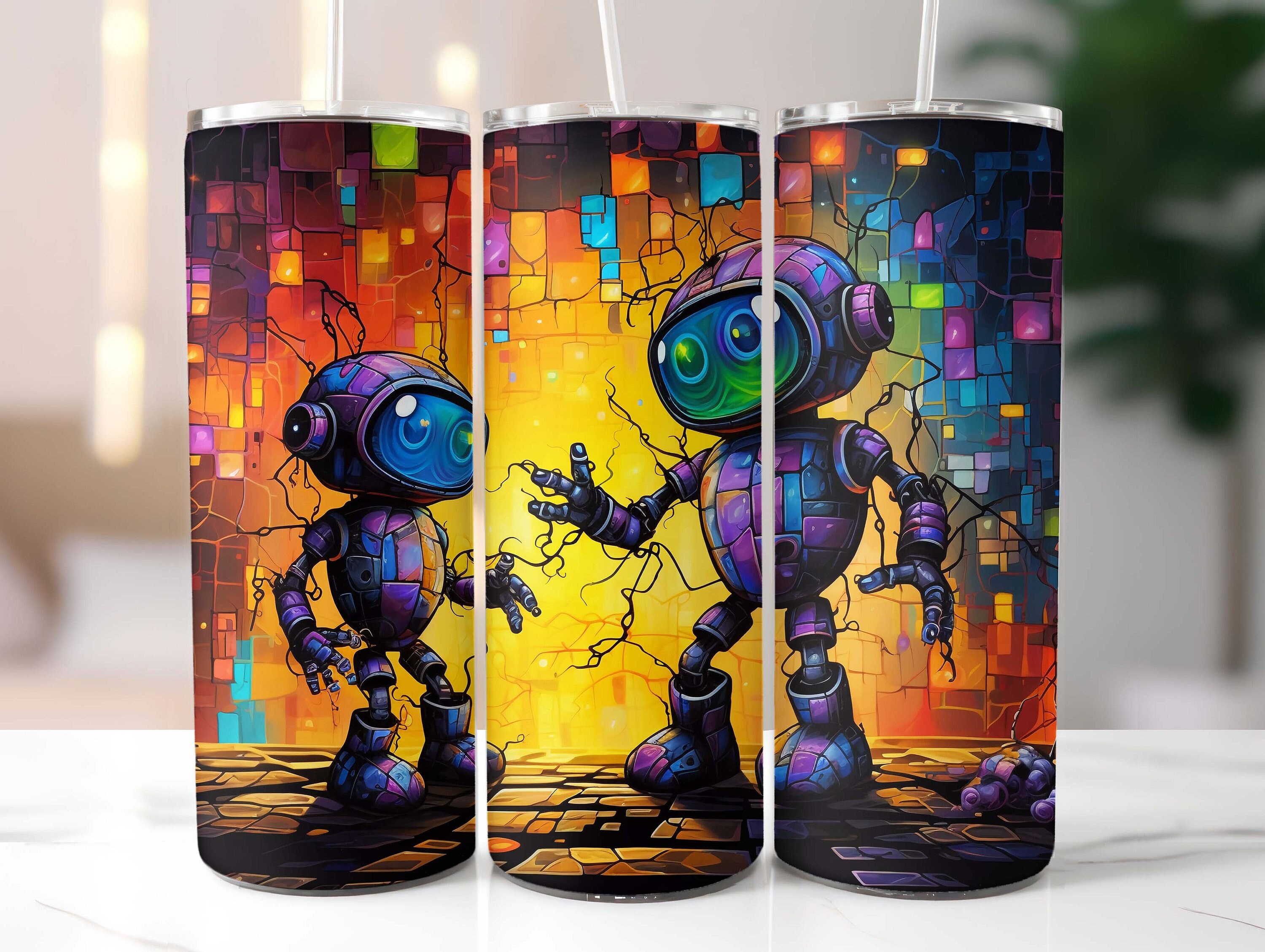 Robots Tumbler Wrap 20oz Skinny, Kids Tumblers, Tumbler Wrap for Boys ...
