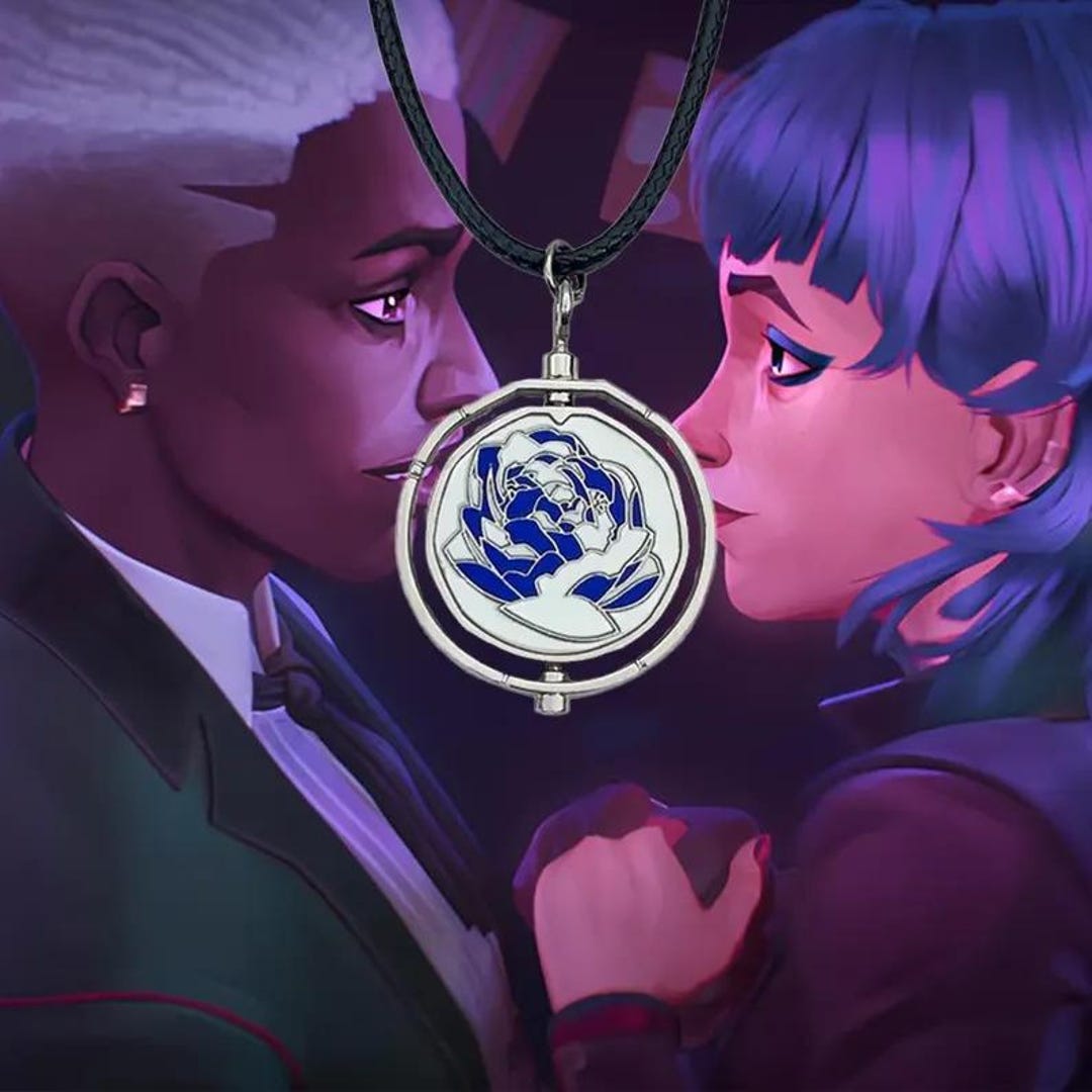 Blue Rose Pendant Necklace for Ekko and Jinx Powder Arcane Unique ...
