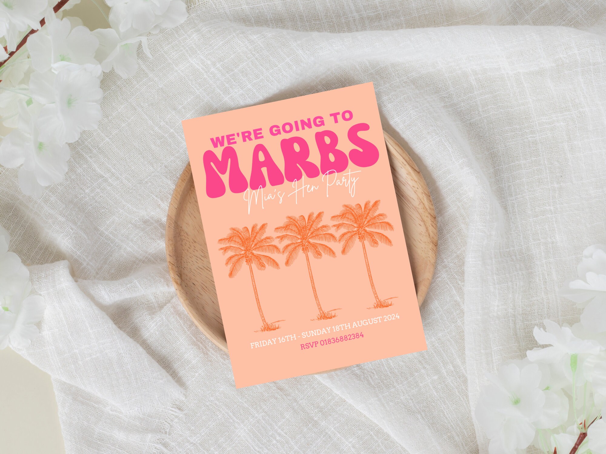 Hen Bachelorette Party Invitation Itinerary Marbs Holiday - Etsy