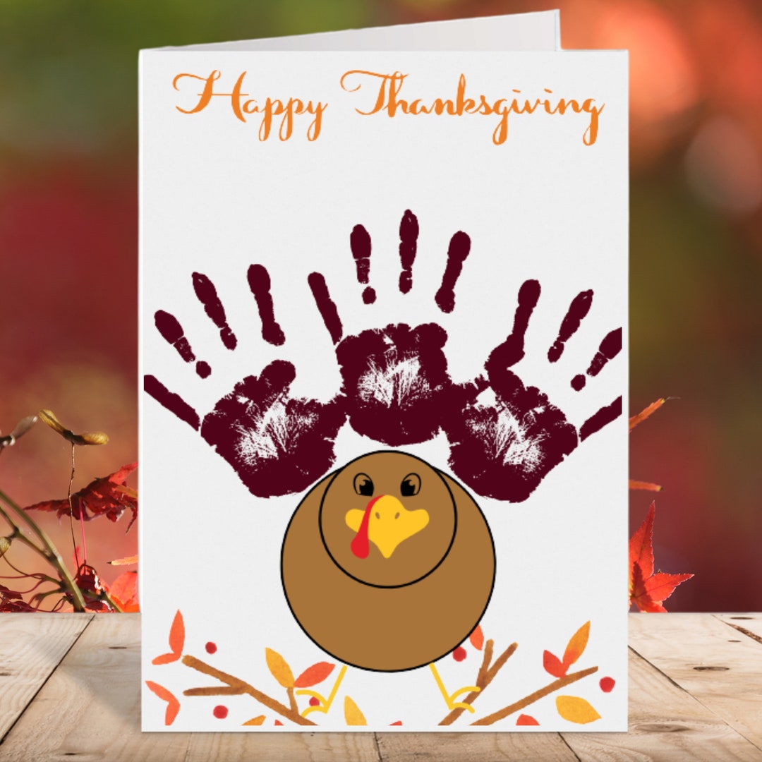 DIY Thanksgiving Turkey Handprint Card Just Add Your Childs - Etsy