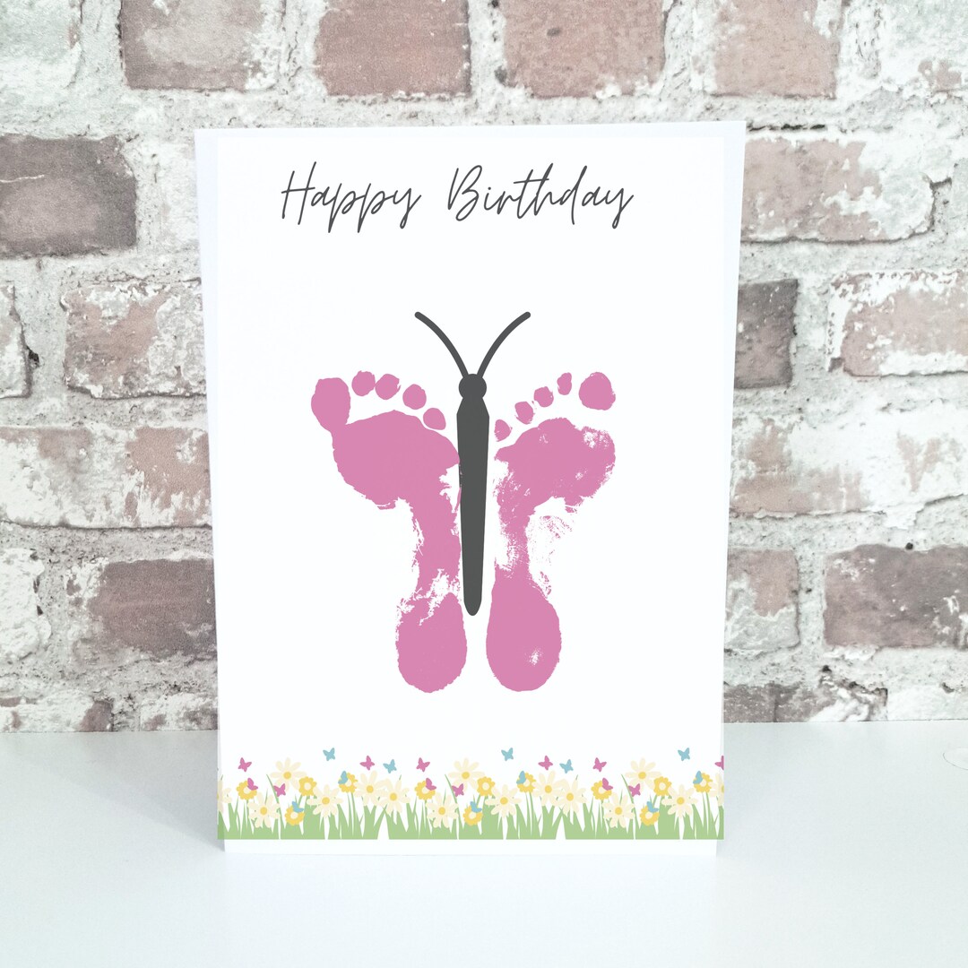 Footprint Birthday Card / Butterfly / DIGITAL DOWNLOAD - Etsy