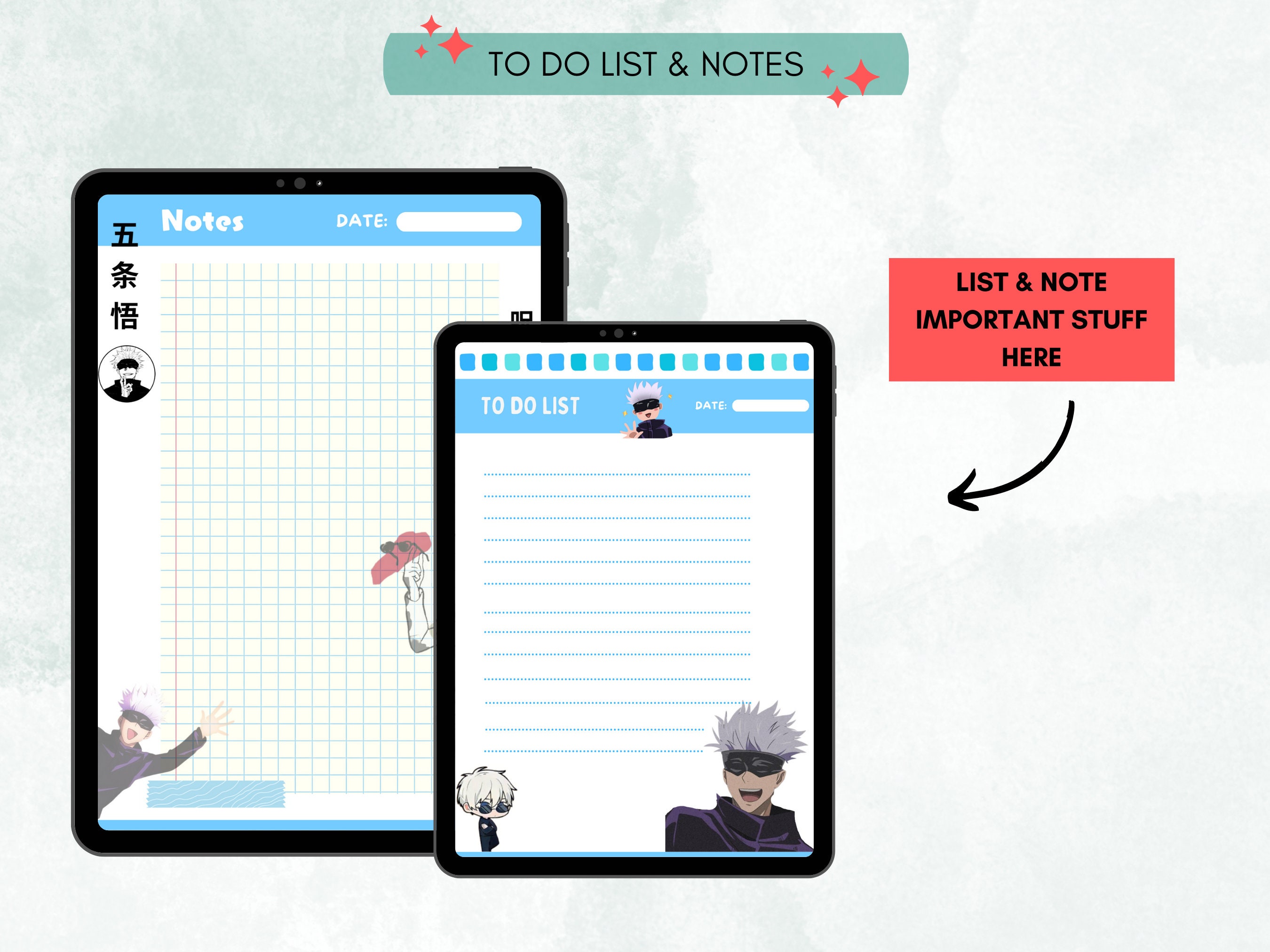Anime Manga Planner, Gojo Planner, Gojo Anime Planner, Digital Anime ...