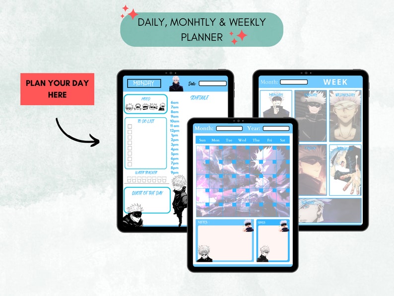 Anime Manga Planner, Gojo Planner, Gojo Anime Planner, Digital Anime ...