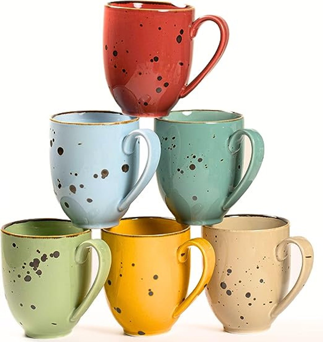 Esfour Ceramics Coffee Mugs 14 Oz Set of 6 - Vivid Assorted Color - Etsy