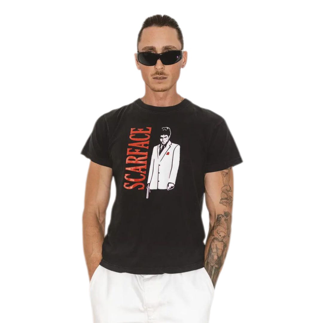 Vintage 90s Gangster Scarface Movie Graphic Tee - Crew Neck Black ...