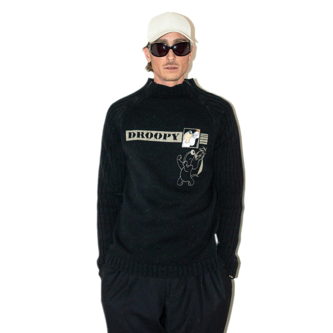 2000s Vintage Droopy Tex Avary Cartoon Knitted Side Zip Sweater ...