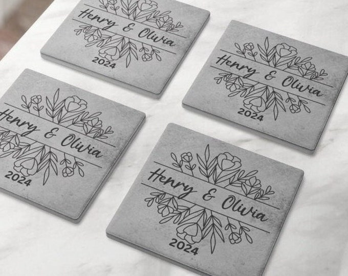 Personalized Stone Coasters, Wedding Gifts, Custom Slate Coasters ...