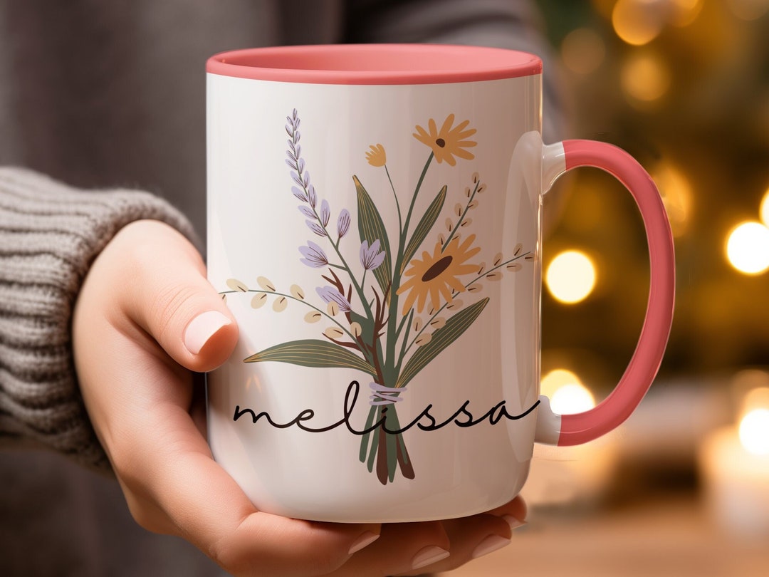 Personalized Coffee Mug, Custom Name Mug, Name Mug, Wildflowers Custom ...