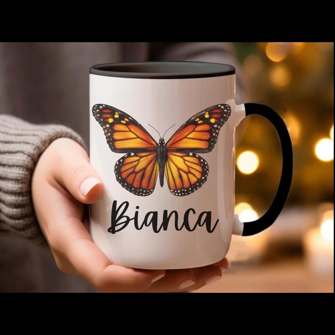 Monarch Butterfly Personalized Name Mug, Butterfly Lover Gift, Custom ...