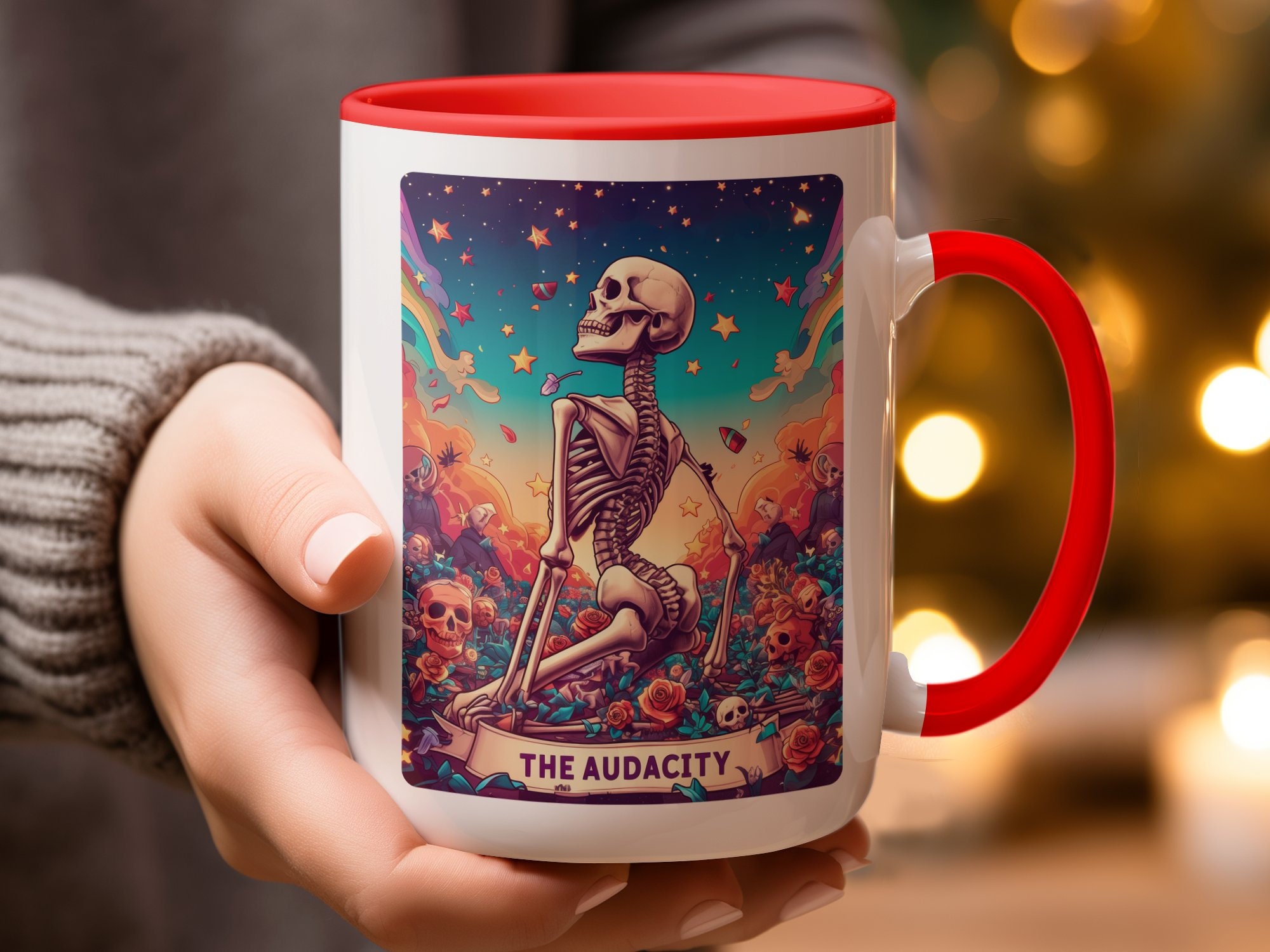 Audacity Tarot Card Mug, Occult Skeleton Tarot Card Coffee Mug, the ...