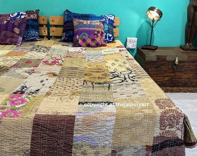 Bohemian Patchwork Quilt Kantha Quilt Handmade Vintage Quilts Boho Twin ...