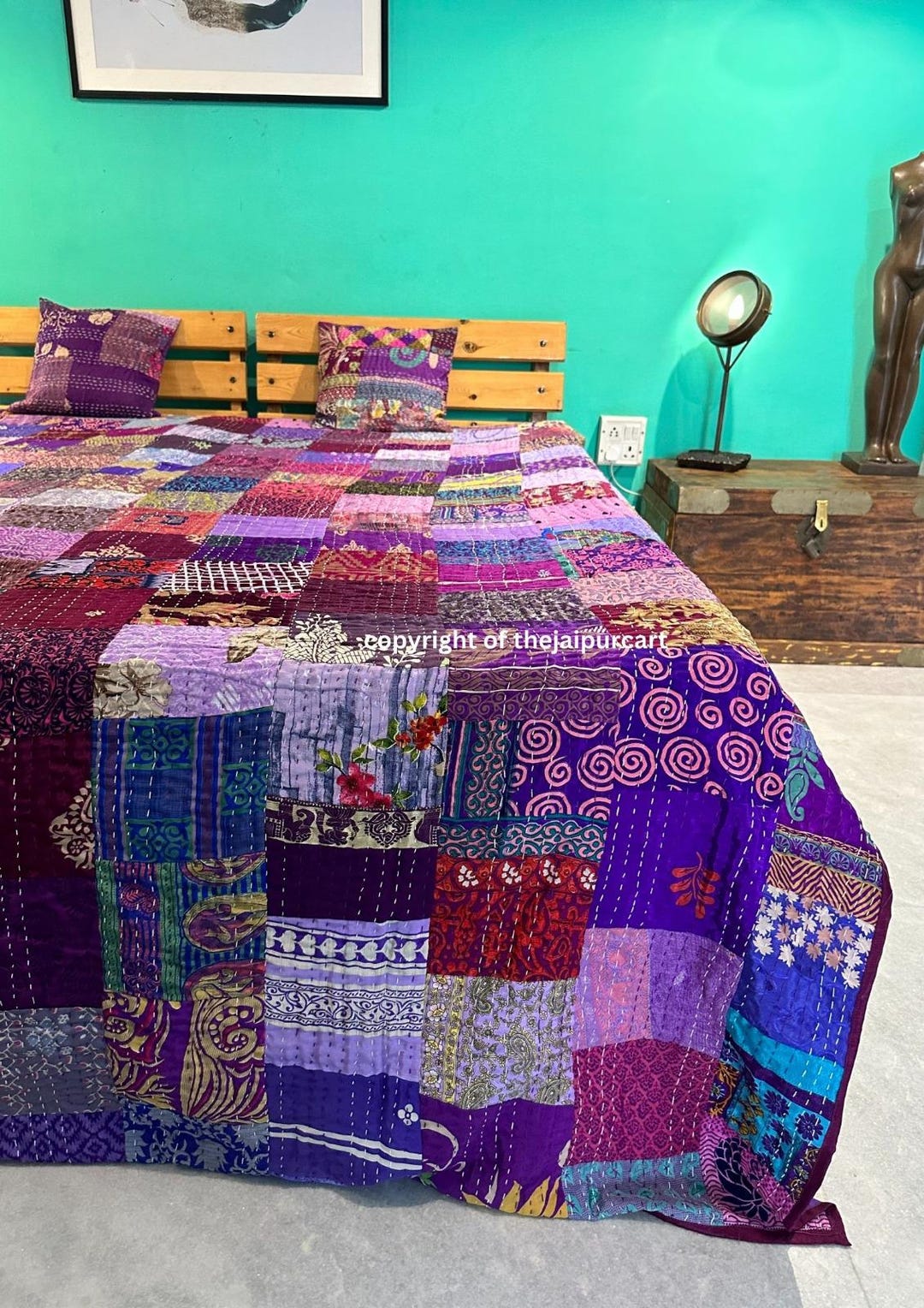 Bohemian Patchwork Quilt Kantha Quilt Handmade Vintage Quilts Boho King Size Bedding Throw ...