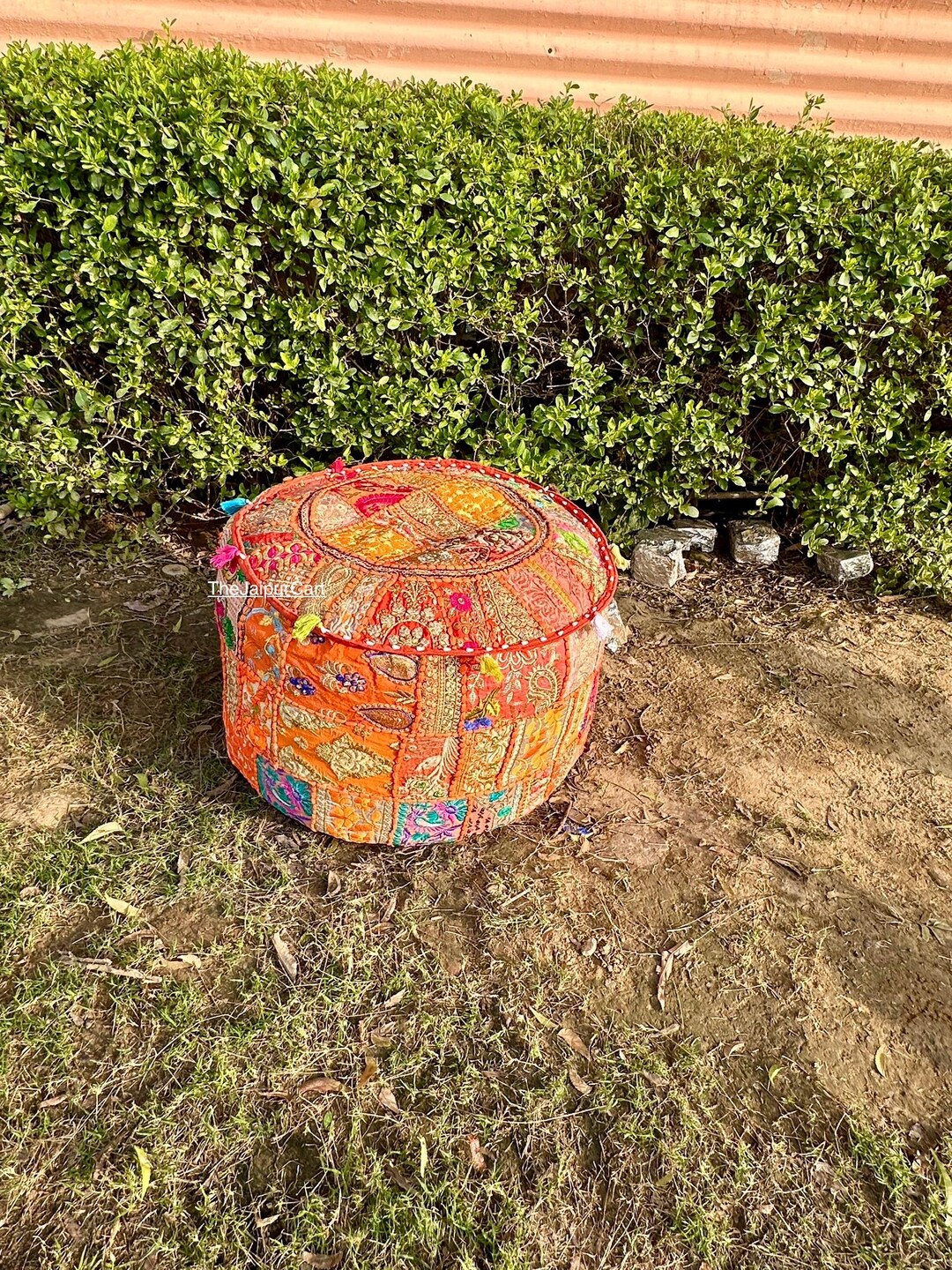 Indian Pouf Bohemian Ottoman Patchwork Purple Pouffes Vintage Indian ...
