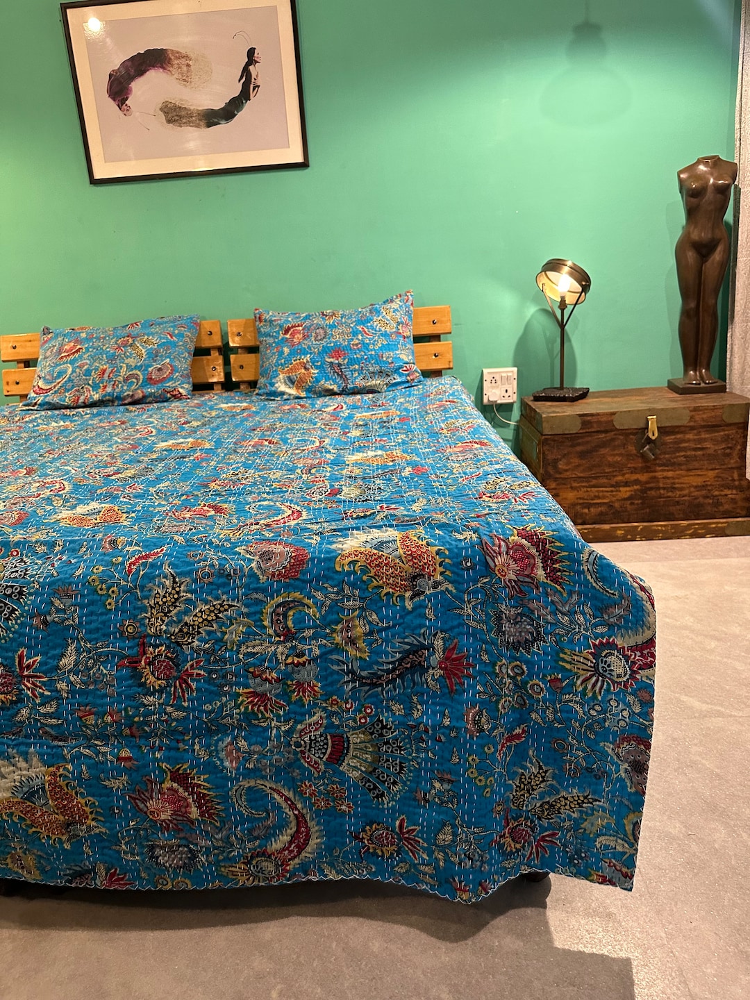 Indian Kantha Quilt Bohemian Kantha Quilts Handmade Quilts Kantha Throw ...