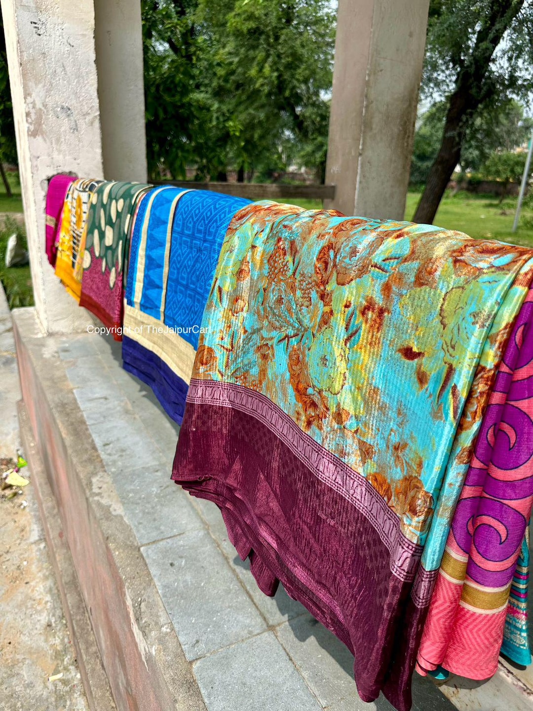 Indian Recycled Silk Sari , Art Silk Sari Fabric Used Bundle for Nuno ...