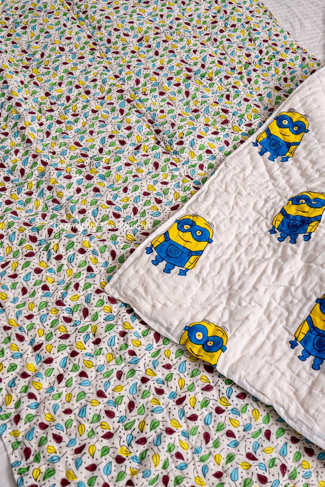 Handmade Block Printed Blue Floral Quilt | Cozy Cotton Bedding Throw ...